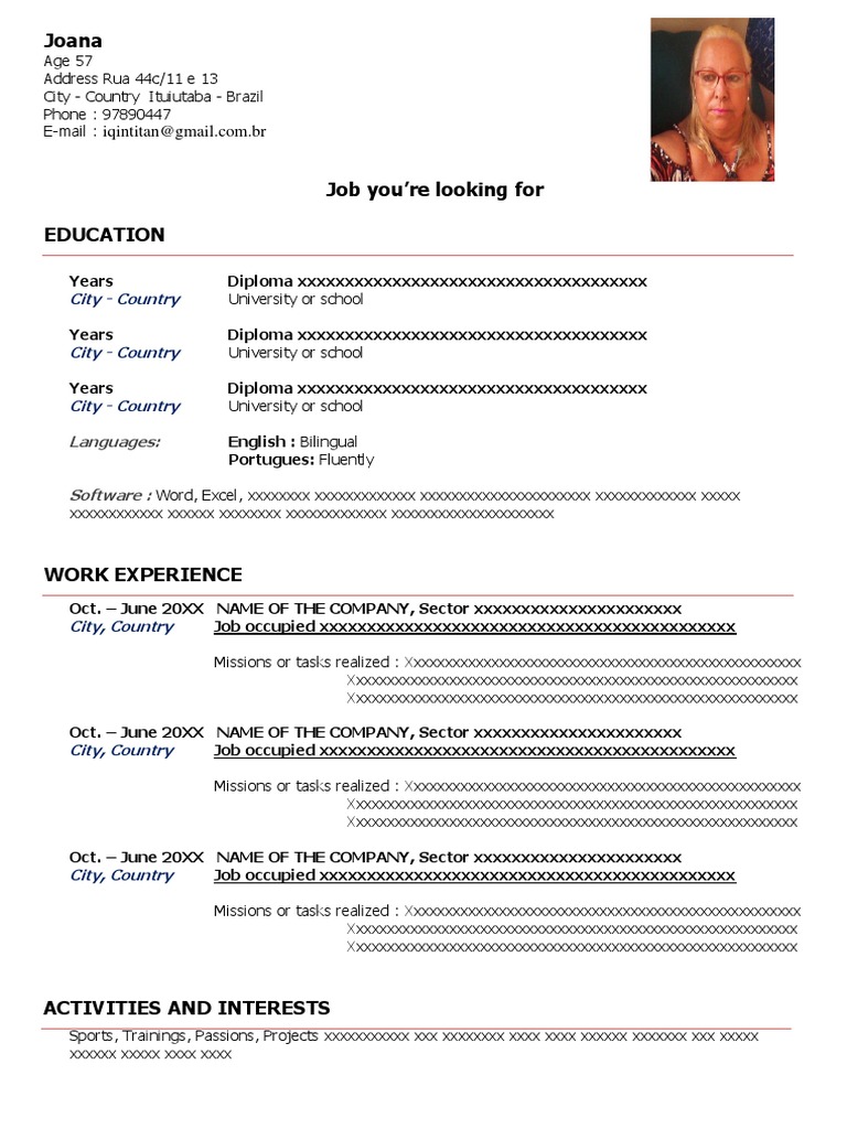 30 Curriculum Vitae Clasico Rojo Ingles | PDF