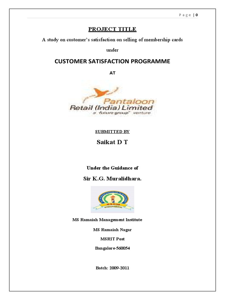 Customer Satisfaction Programme: Project Title | PDF | Taxes | Retail