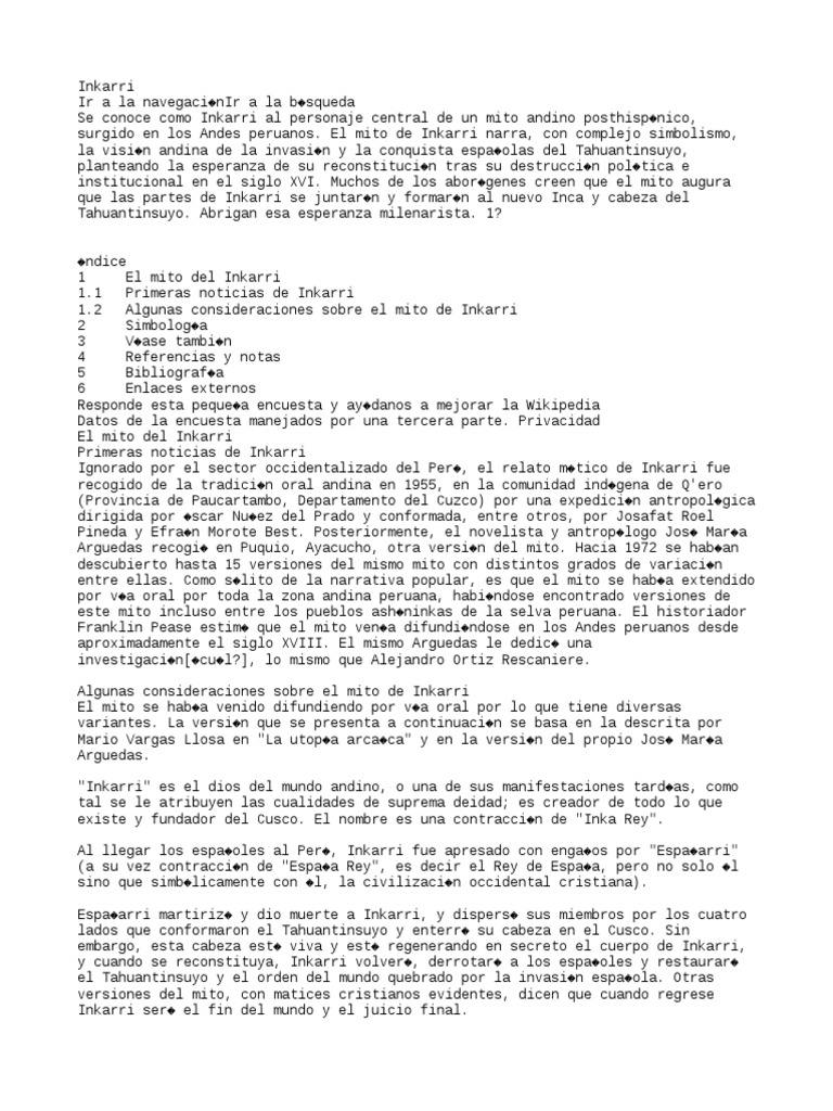 Inkarri Mito Del Regreso Del Inca | PDF | Andes | Imperio Inca