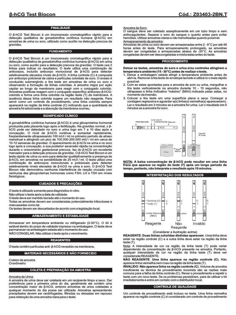 HCG Test Biocon | PDF | Gravidez | Sistema endócrino