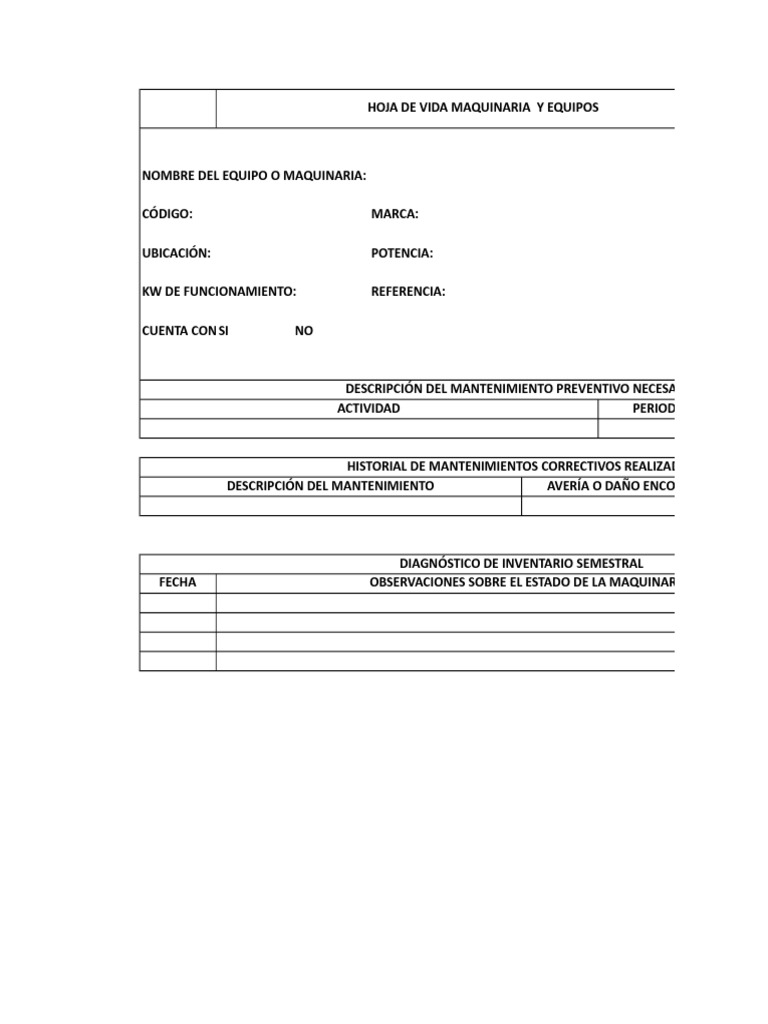 Mantenimiento y Historial de Maquinaria | PDF | Informática y ...