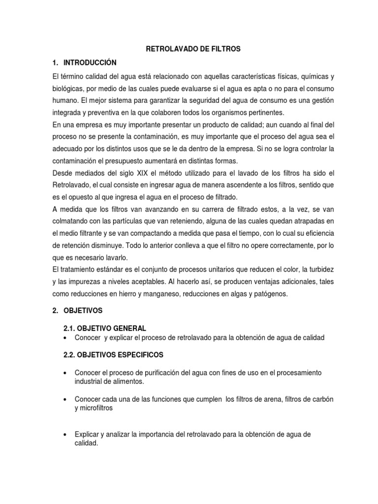 Retrolavado de Filtros | PDF | Filtración | Agua