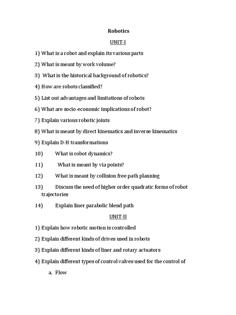 Robotics Questions | Download Free PDF | Robotics | Actuator