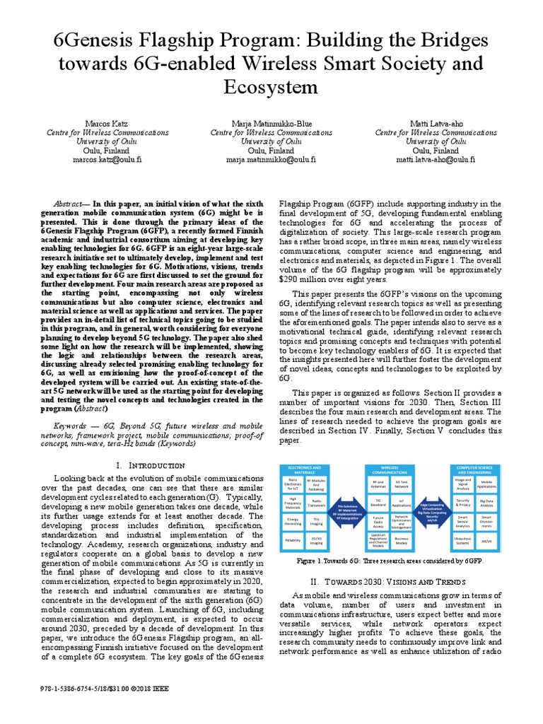 6genesis Flagship Program - Building The Bridges Towards 6G-Enabled ...