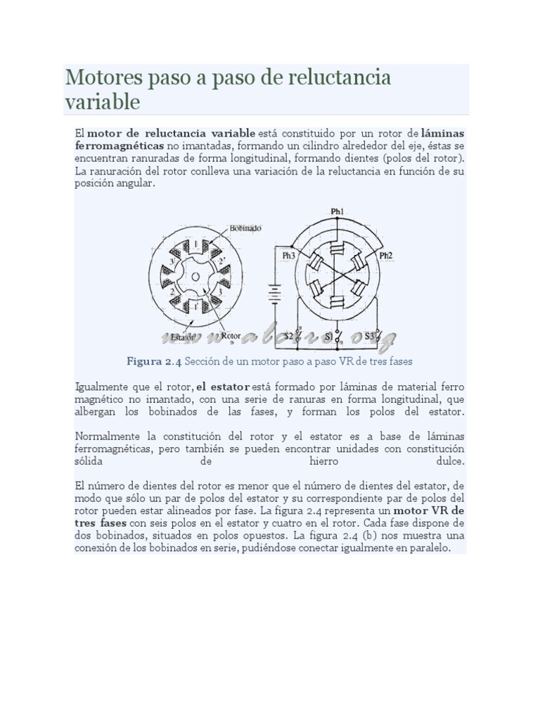 Motores Paso A Paso de Reluctancia Variable | PDF | Motor eléctrico ...