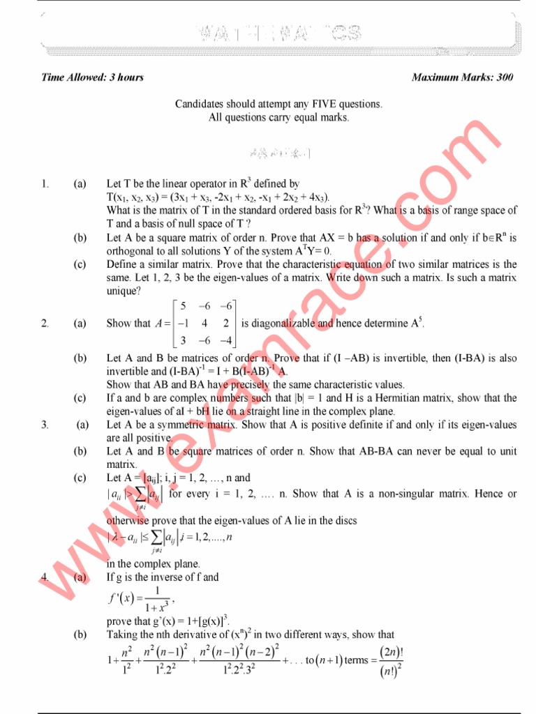 IAS - Mathematics Optional - 2012 Question - Paper II | PDF | Rotation ...