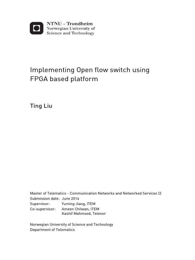 Implementing Open Flow Switch Using Fpga Based Platform Pdf Multiprotocol Label Switching