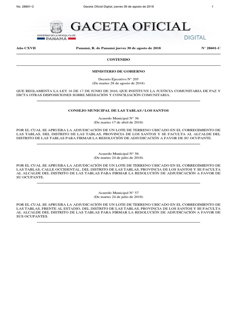 Decreto Ejecutivo 205 Que Reglamenta La Ley 16 de 2016 | PDF | Gobierno