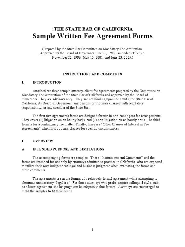 Sample Fee Agreement Forms | PDF | Costs In English Law | Lawyer
