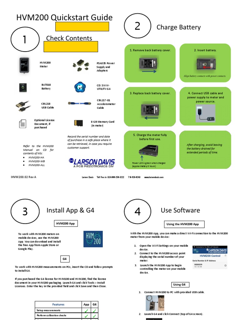 HVM200 Quickstart Guide: Check Contents Charge Battery | PDF | Mobile ...