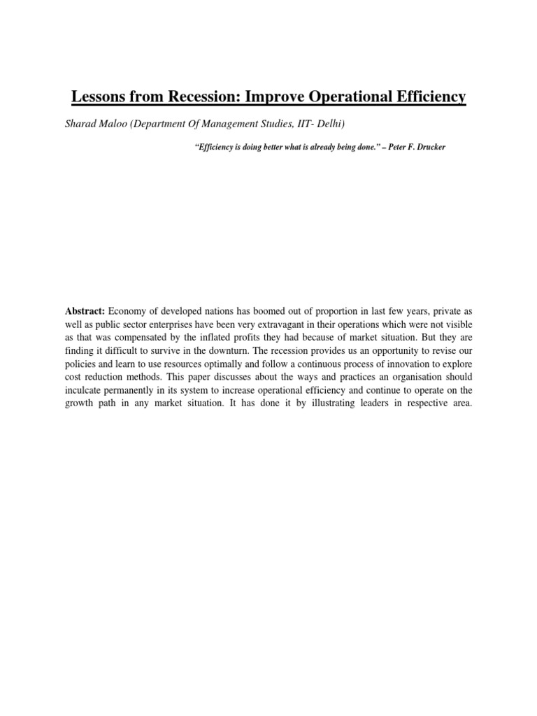 Improving Operational Efficiency | PDF | Supply Chain | Enterprise ...