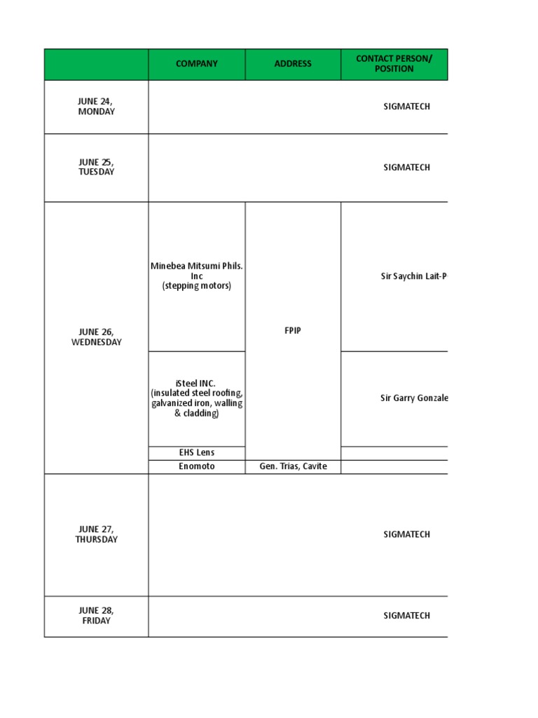 Company Address Contact Person/ Position | PDF