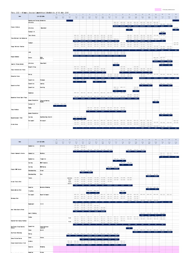 Tokyo 2020 Olympic Sports Schedule | PDF | Karate | Multi Sport Events