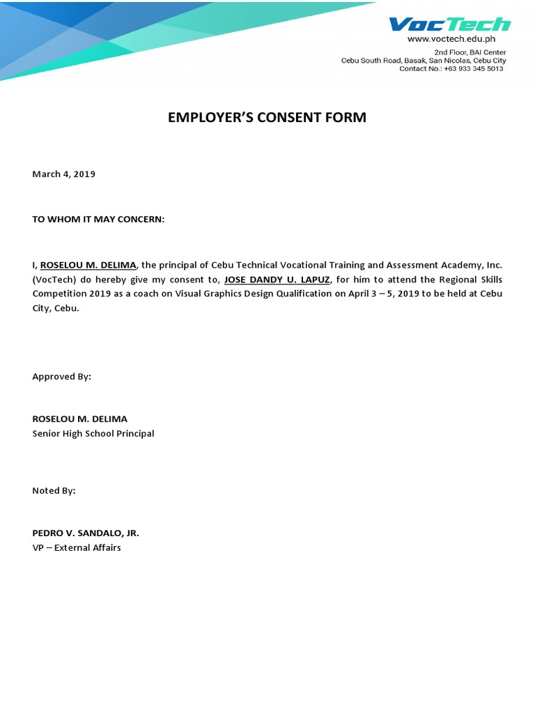 Employer's Consent Form | PDF