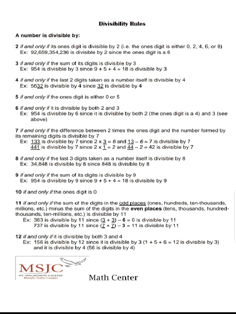 Divisibility Rules Explained | PDF