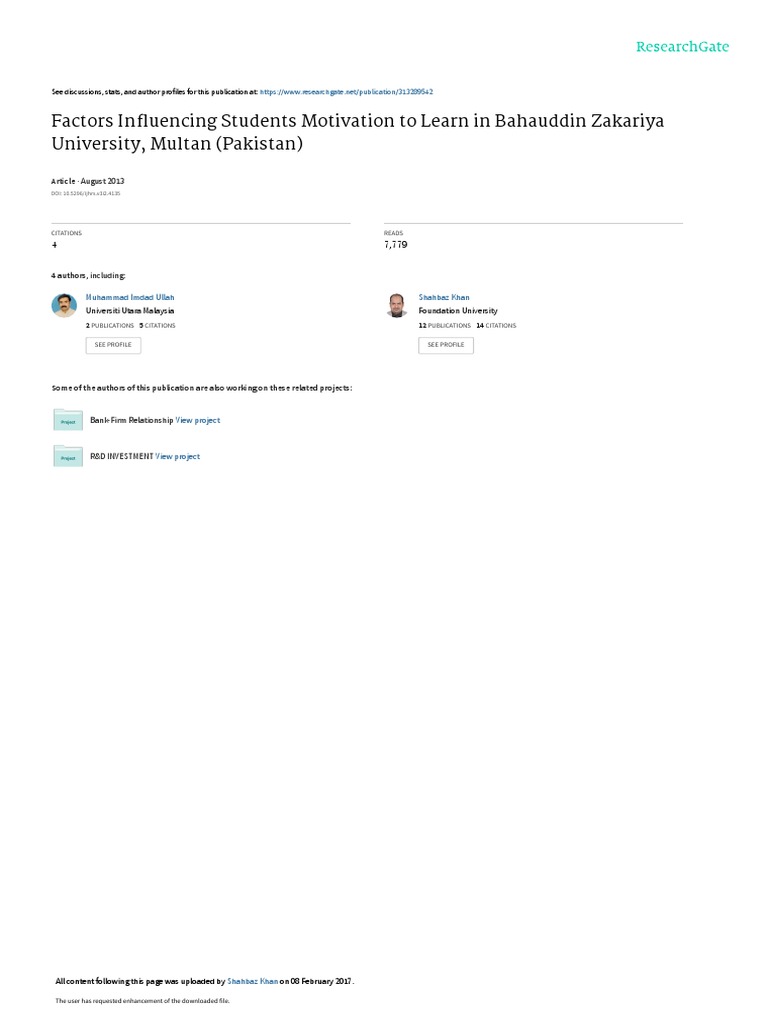 Factors Influencing Students Motivation To Learn I | PDF | Motivation ...