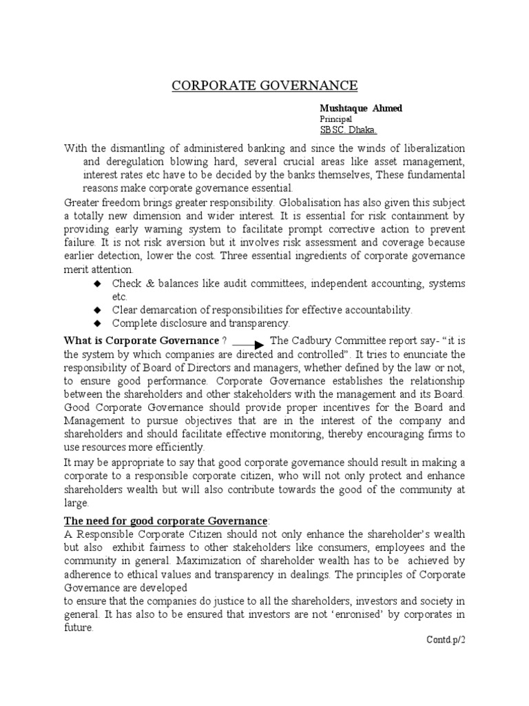 Corporate Governance: What Is Corporate Governance ? The Cadbury ...