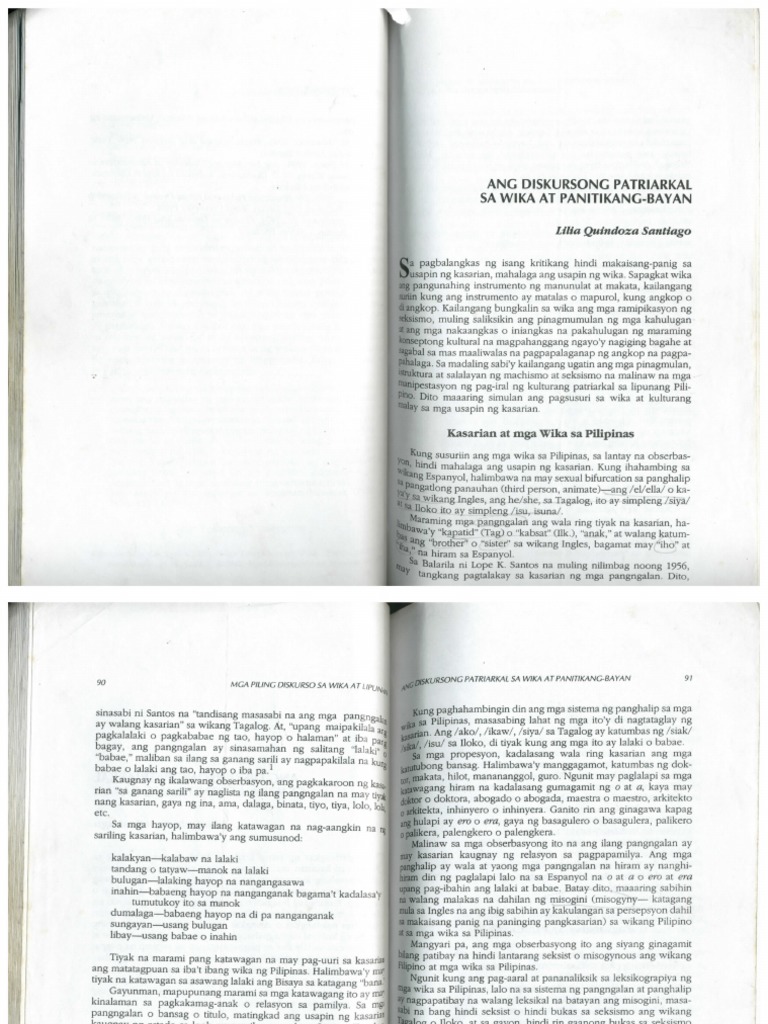 01 QUINDOZA - Ang Diskursong Patriarkal Sa Wika at Panitikang-Bayan PDF | PDF