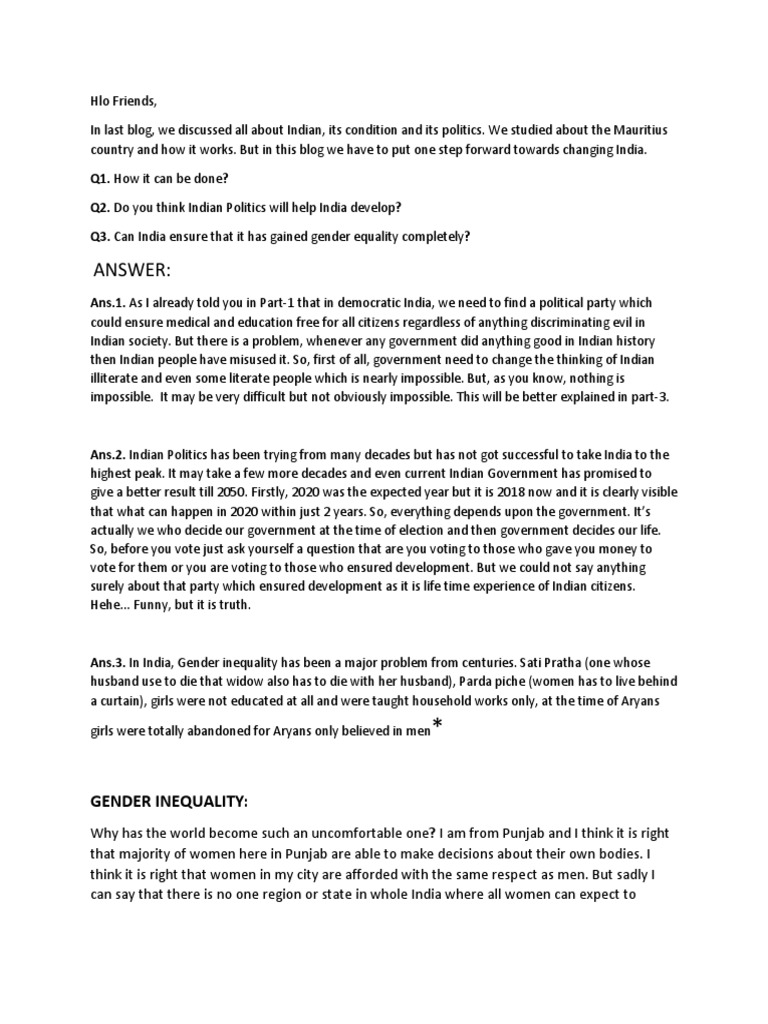 Changing India (Part-2) | PDF | Gender | Gender Studies