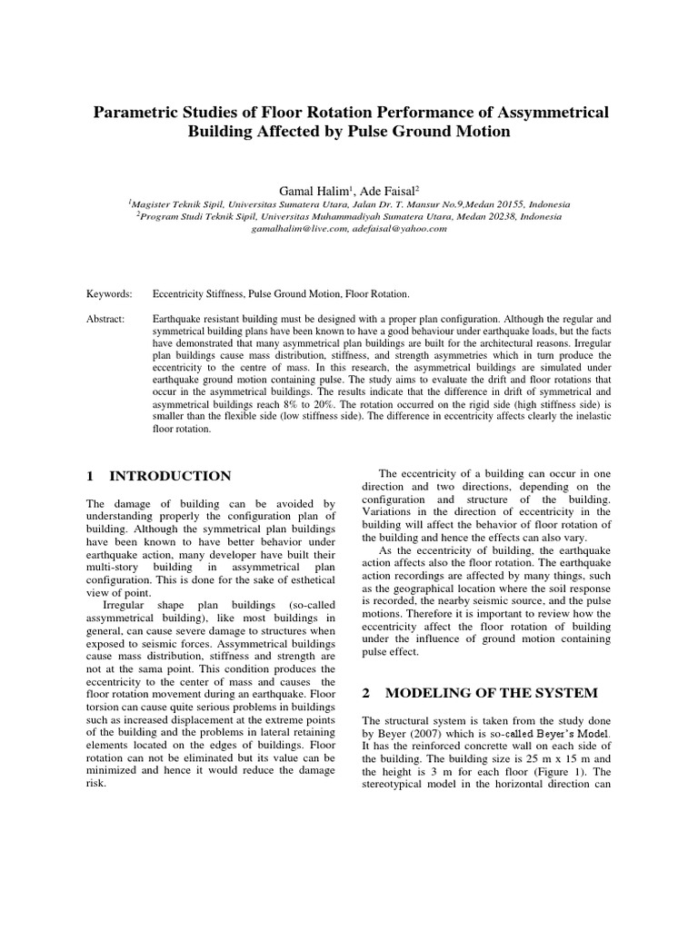 Gamal Halim, Ade Faisal - Parametric Studies of Floor Rotation ...
