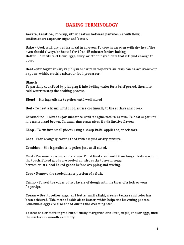 Baking Terminology | PDF | Zest (Ingredient) | Dough