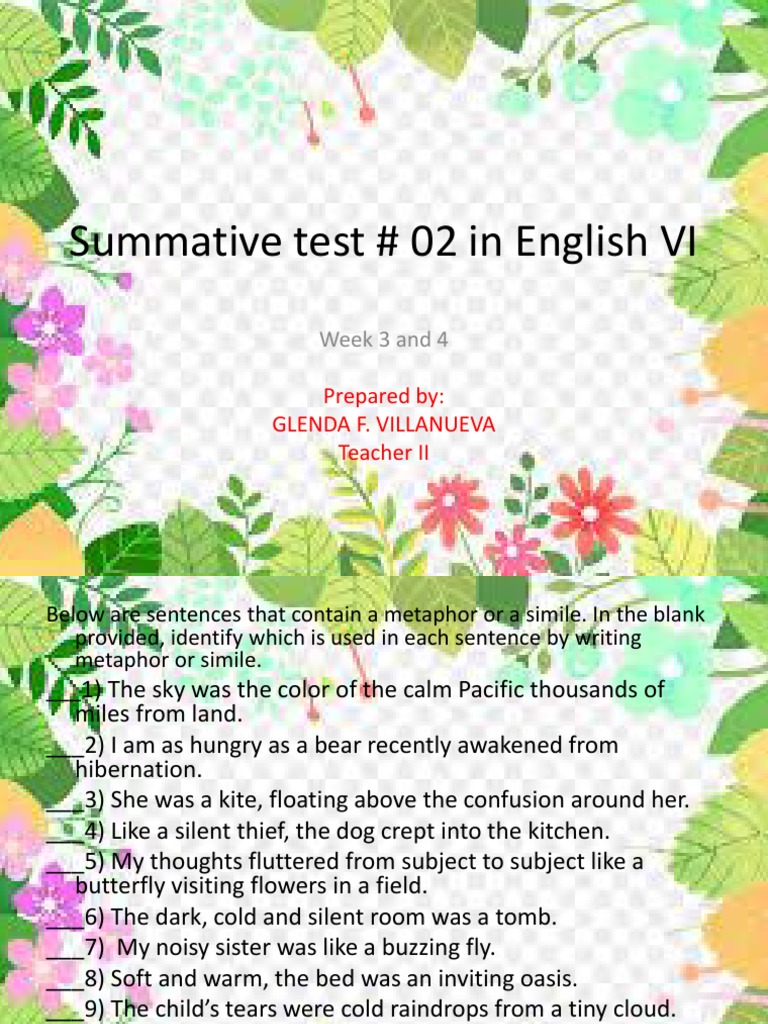 Summative Test No. 2 English 6 | PDF