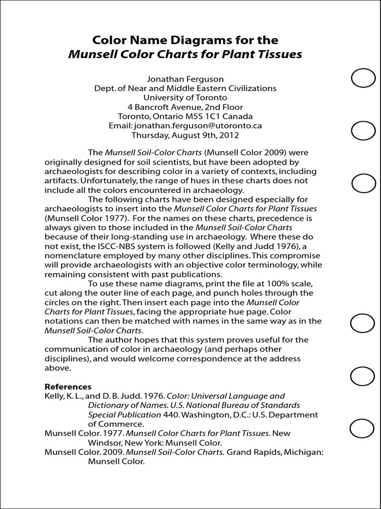Color Name Diagrams For The Munsell Color Charts For Plant Tissues PDF ...