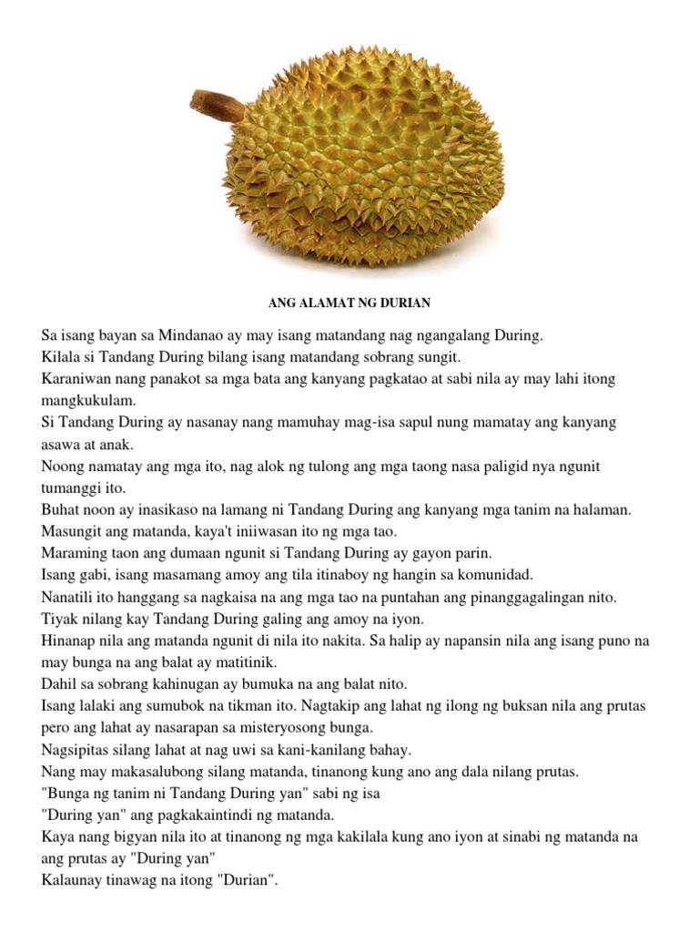 Ang Alamat NG Durian | PDF