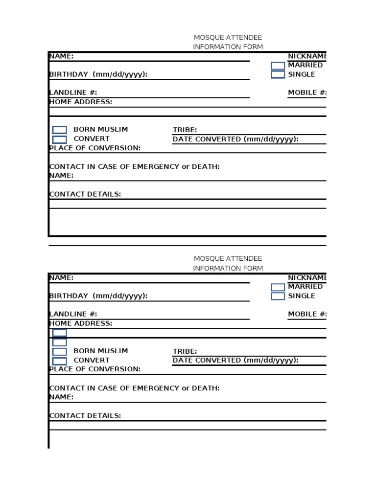 Muslim Info Form | PDF