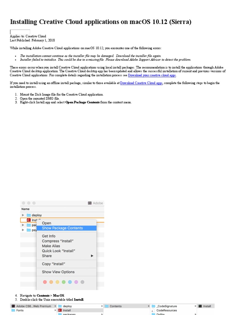 Install Creative Cloud on macOS Sierra | PDF