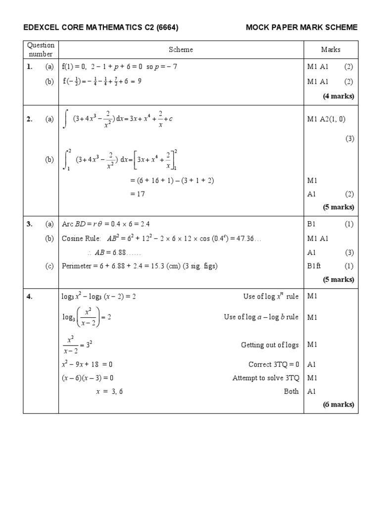MS - Math C2 - Mock Paper | PDF | Algebra | Geometry