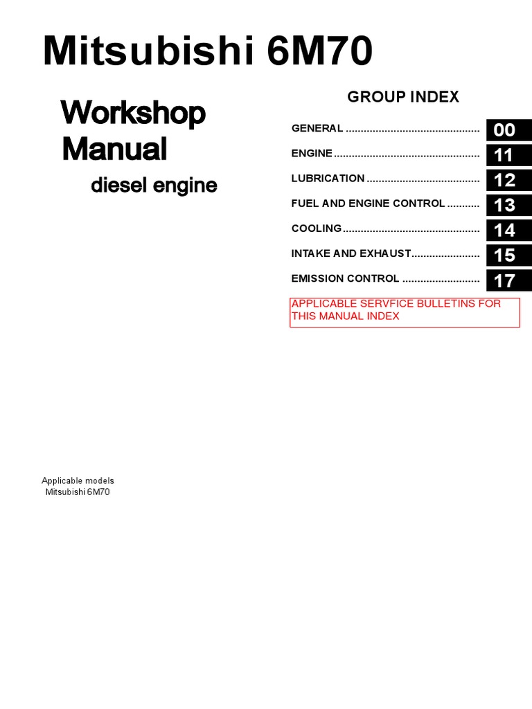 Mitsubishi 6M70 Engine Workshop Manual Copy 364 Pages PDF | PDF ...