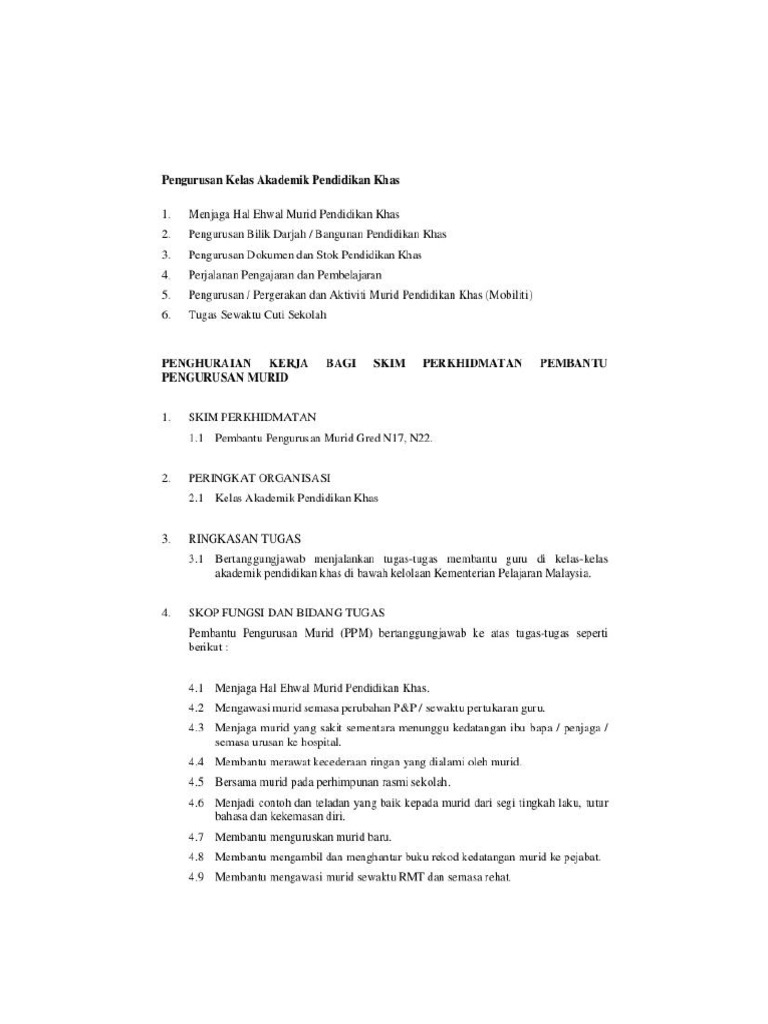Senarai Tugas Tanggung Kerja PPM Ppki | PDF