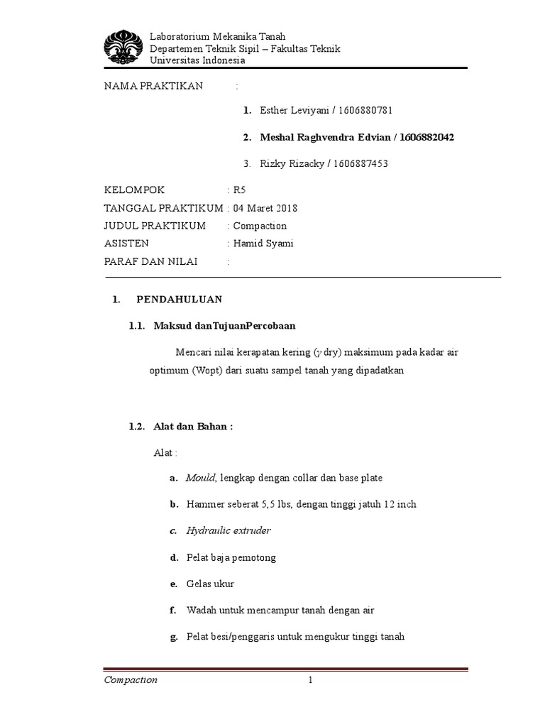 FIX Meshal R Edvian - 1606882042 - Mekanika Tanah - Compact | PDF ...