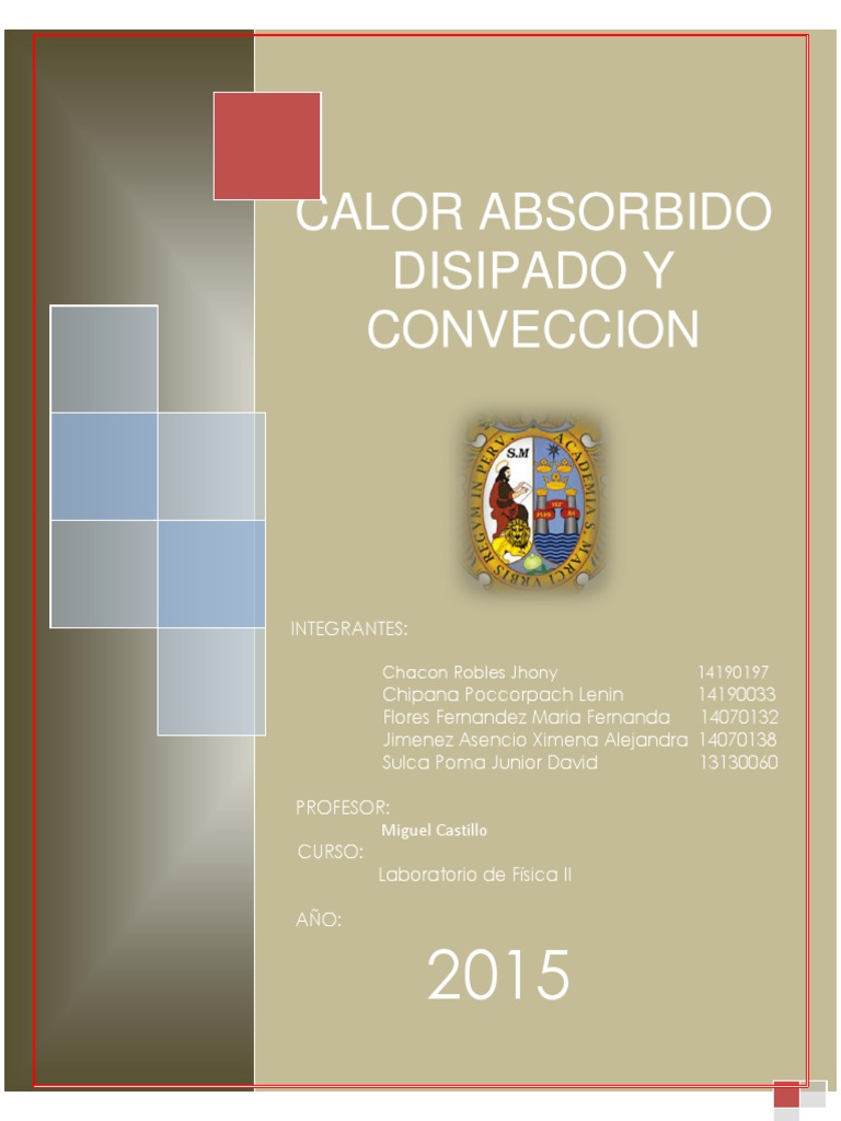 Informe 8 Calor Absorbido Disipado Conveccion | PDF | Convección | Calor
