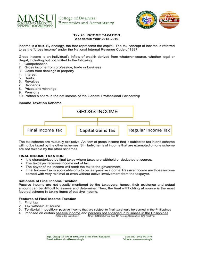 Final Tax Lecture | PDF | Gross Income | Income Tax