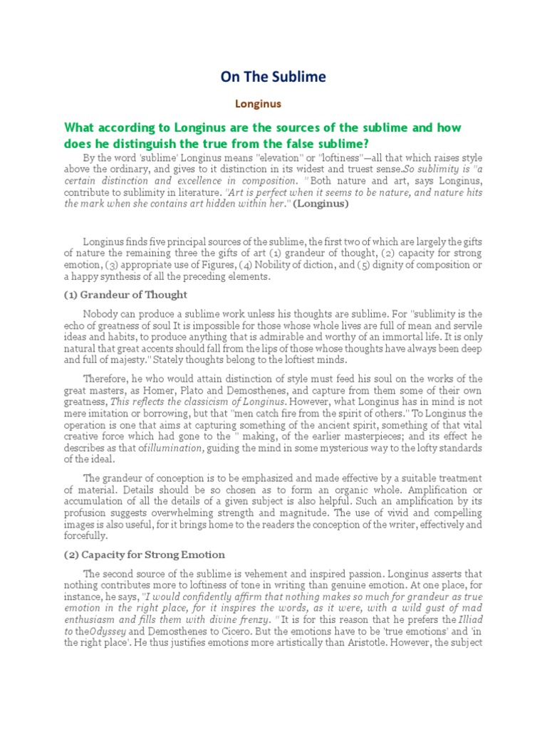 Longinus | PDF | Romanticism | Cognitive Science