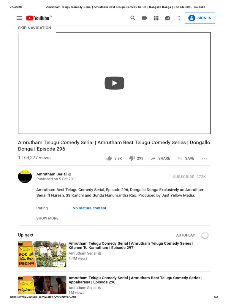 Amrutham Telugu Comedy Series Episodes | PDF | Television Programs ...