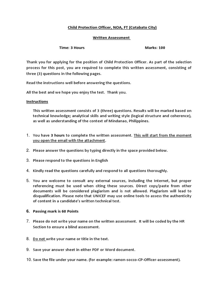 Child Protection Officer Written Assessment | PDF | Adolescence | Internet