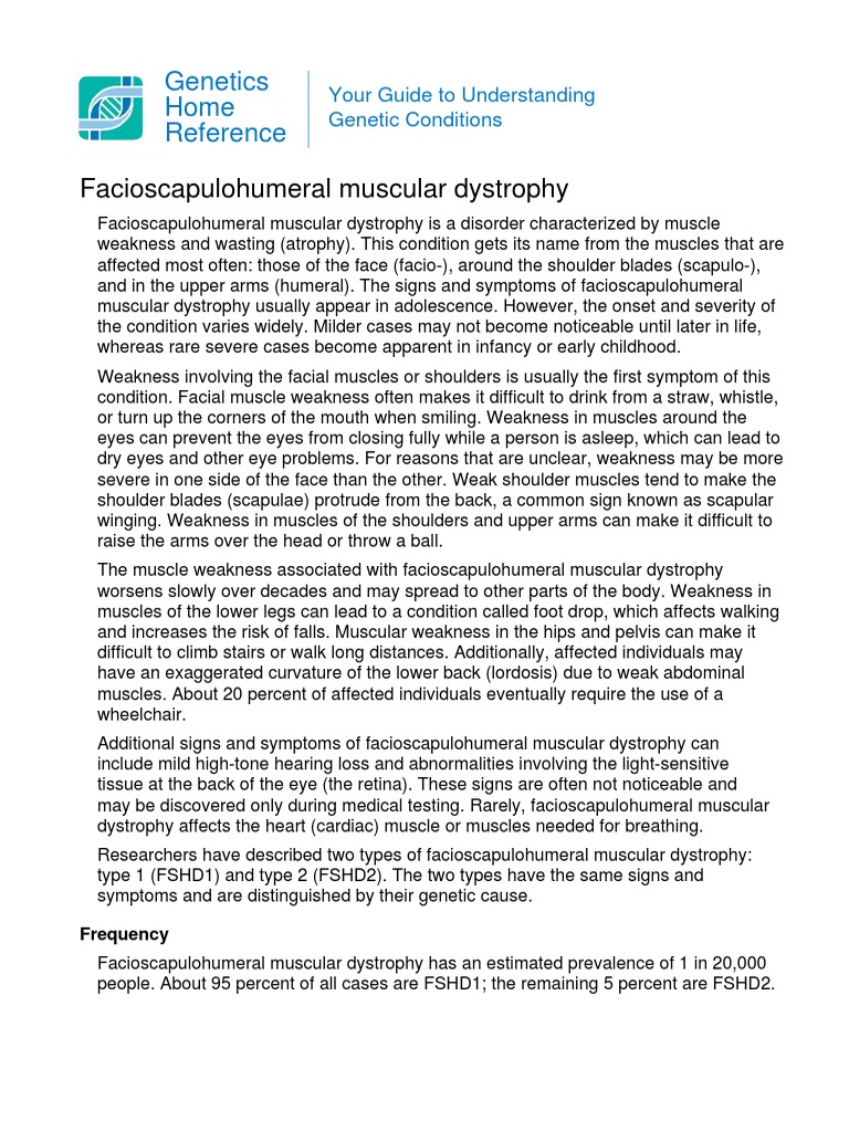 Facioscapulohumeral Muscular Dystrophy | PDF | Muscular Dystrophy | Gene