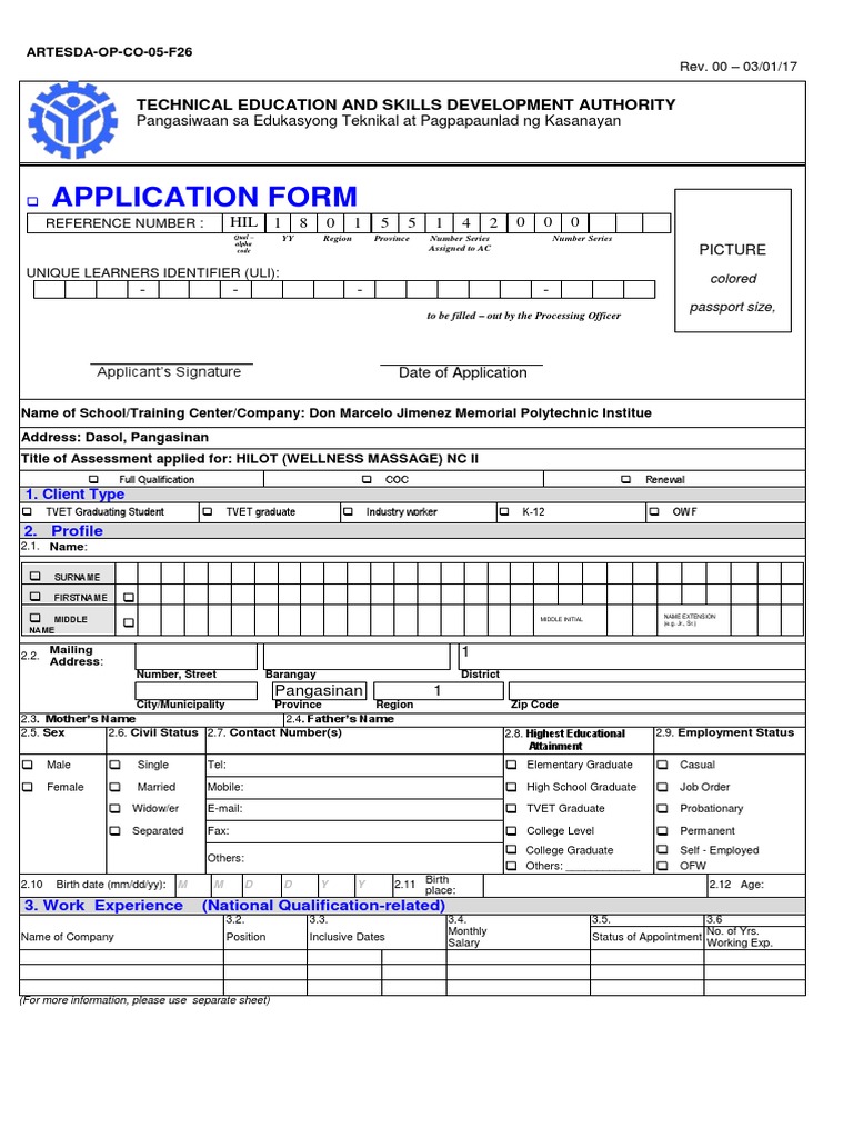 TESDA-OP-CO-05 - Competency - Assessment Forms | PDF | Vocational ... TESDA-OP-CO-05 - Competency - Assessment Forms | PDF | Vocational ...