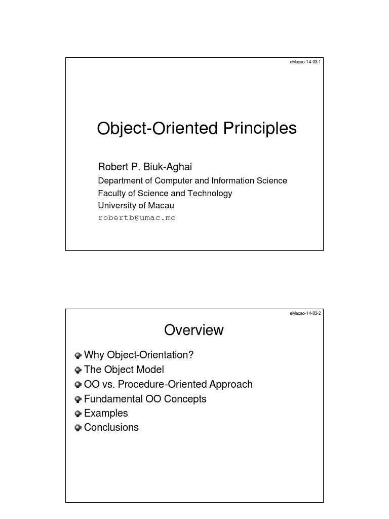 Object - Oriented Principles | PDF | Object Oriented Programming ...