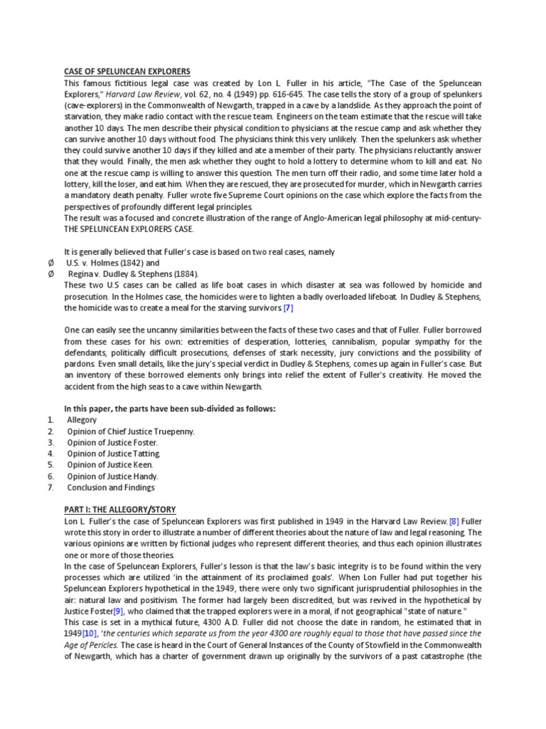 The Speluncean Explorers Case Analysis | PDF | Precedent | Justice