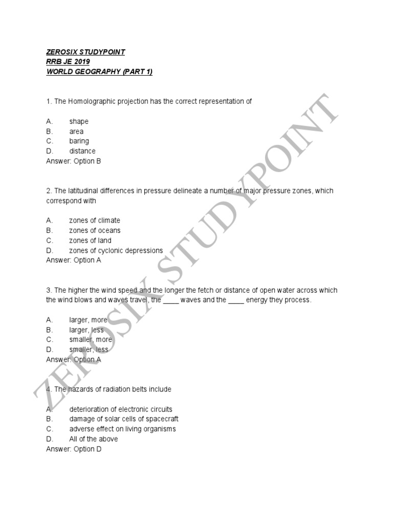 Zerosix Studypoint RRB JE 2019 World Geography (Part 1) | PDF | Glacier | Earth