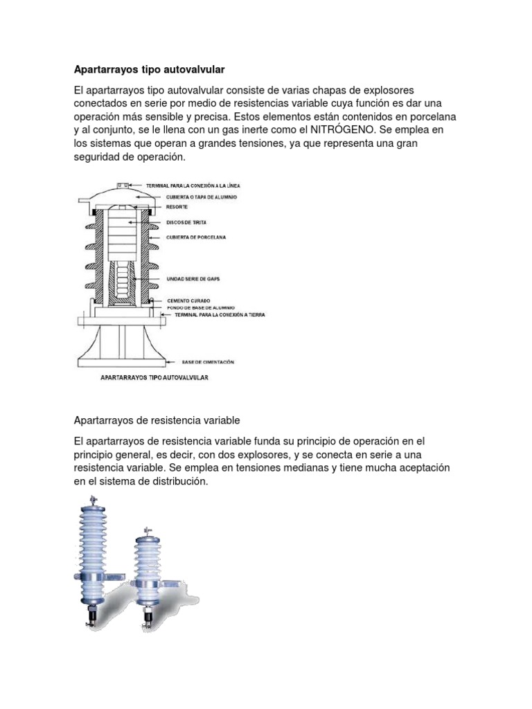 Apartarrayos Tipo Autovalvular | PDF | Resistencia Eléctrica y Conductancia | voltaje