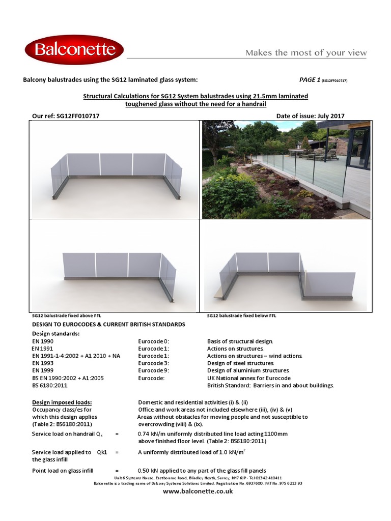 SG12 Glass Balustrade Design Guide | PDF | Young's Modulus | Bending