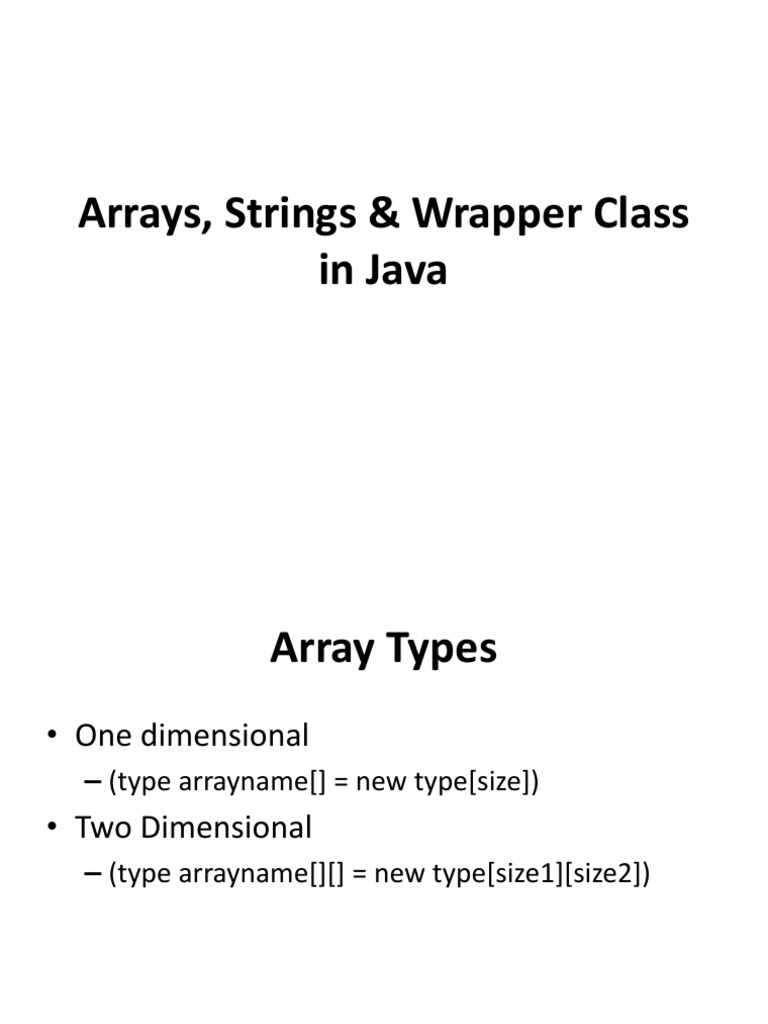 Arrays & Strings in Java | PDF | Array Data Structure | Data Type