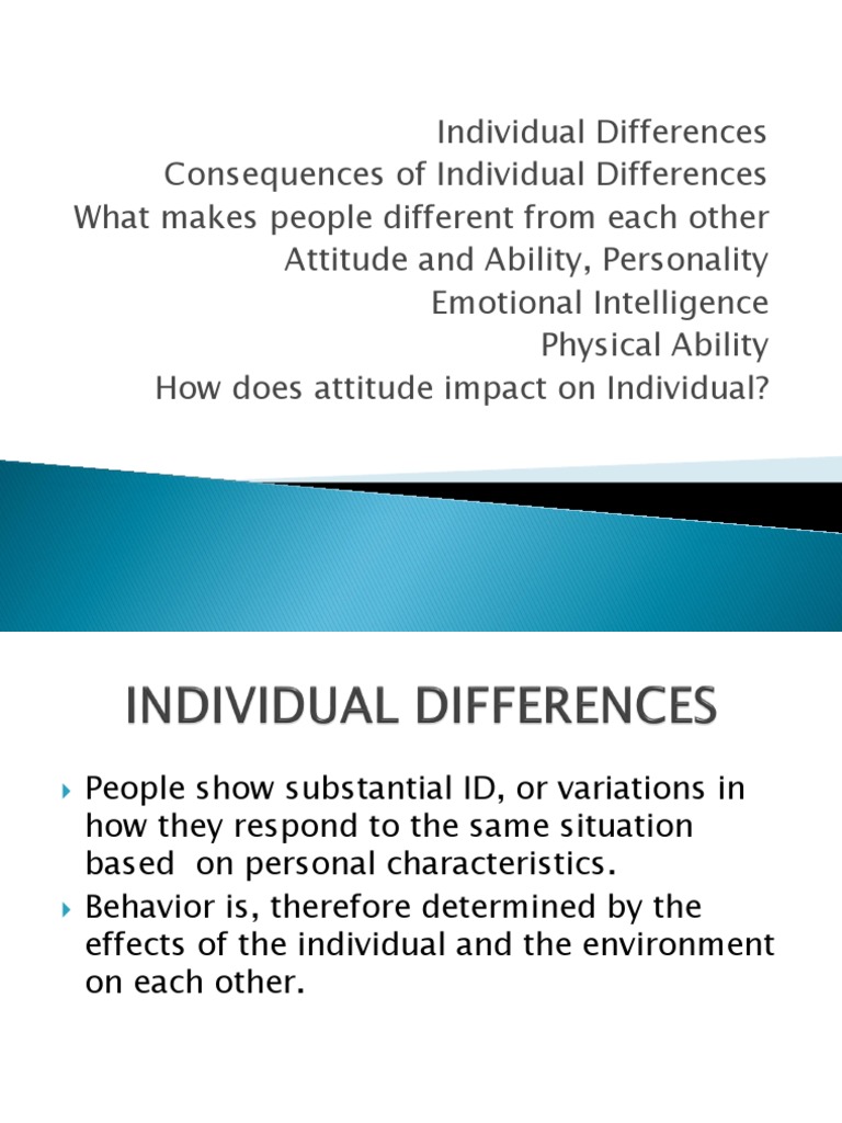 Individual Differences | PDF | Emotional Intelligence | Intelligence