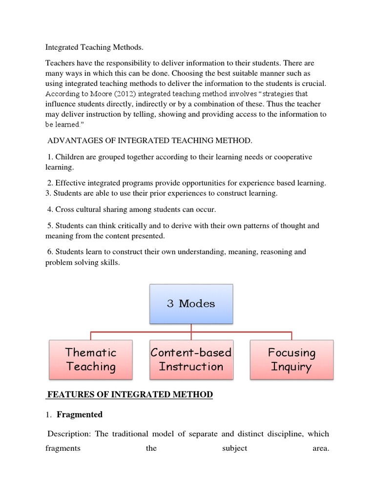 Integrated Teaching Methods | Download Free PDF | Teaching Method ...