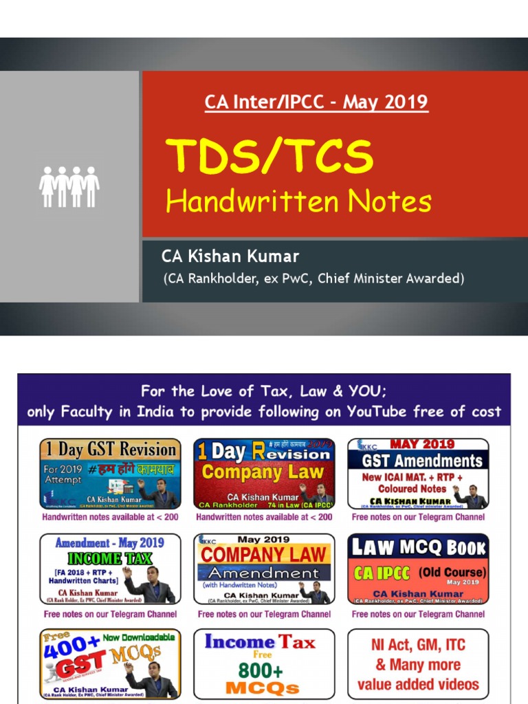 TDS & TCS Handwritten Notes by CA Kishan Kumar PDF | PDF